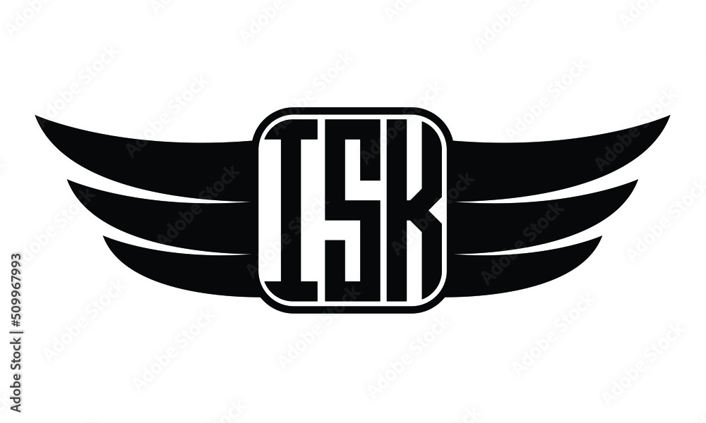 ISK three Letter Wings Flying Initial wing symbol minimalist creative ...