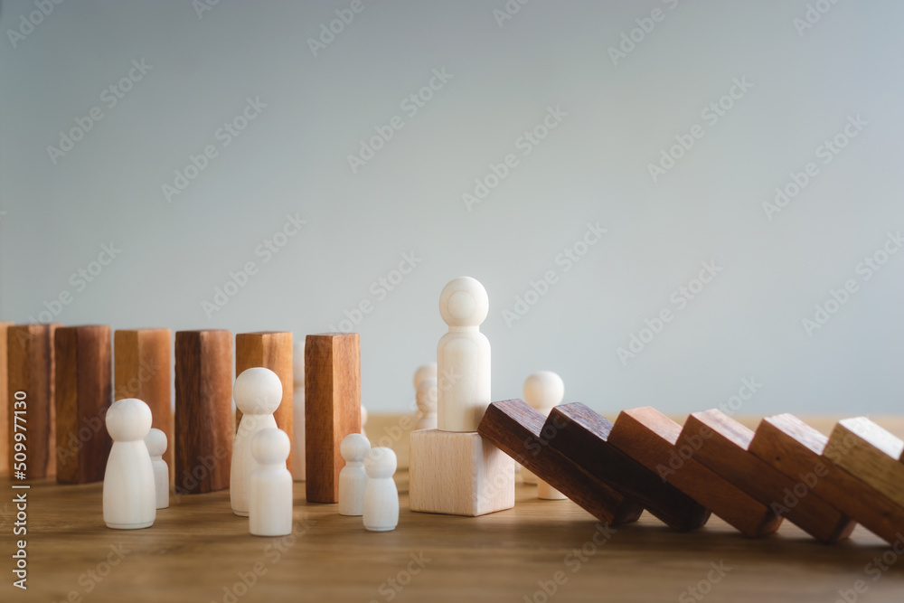 Risk management and business strategy concept, businessman hands stop ...