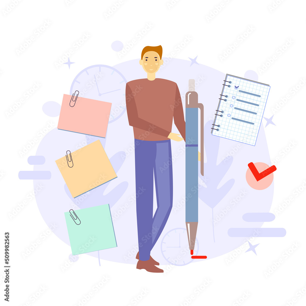 Productivity vector illustration. Effective time management elements ...