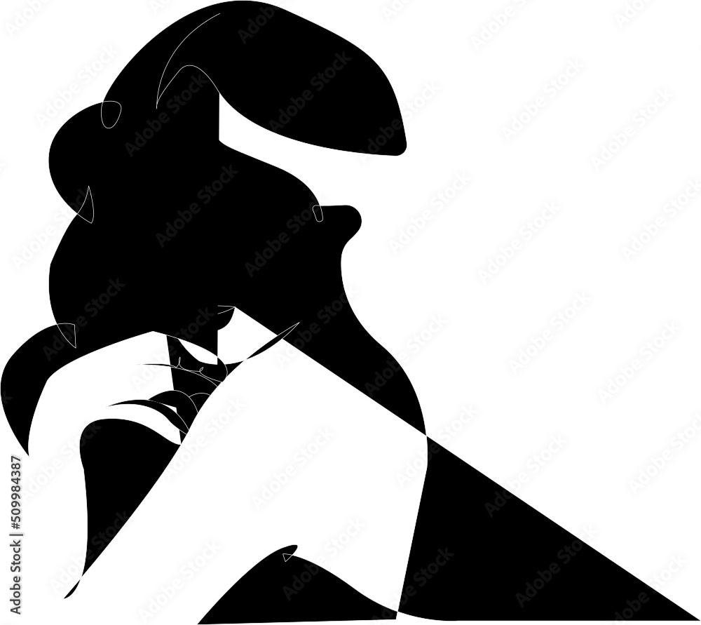 woman silhouette hand drawn line art Stock Vector | Adobe Stock