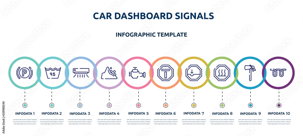car dashboard signals concept infographic design template. included ...