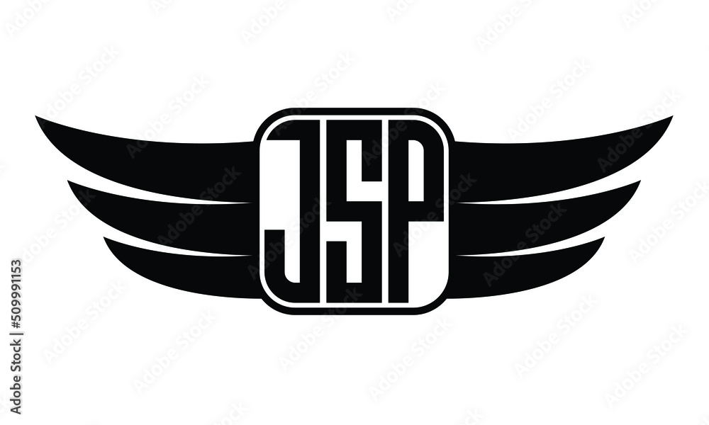 JSP three Letter Wings Flying Initial wing symbol minimalist creative ...