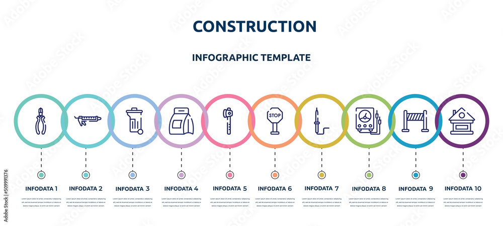 construction concept infographic design template. included nippers ...