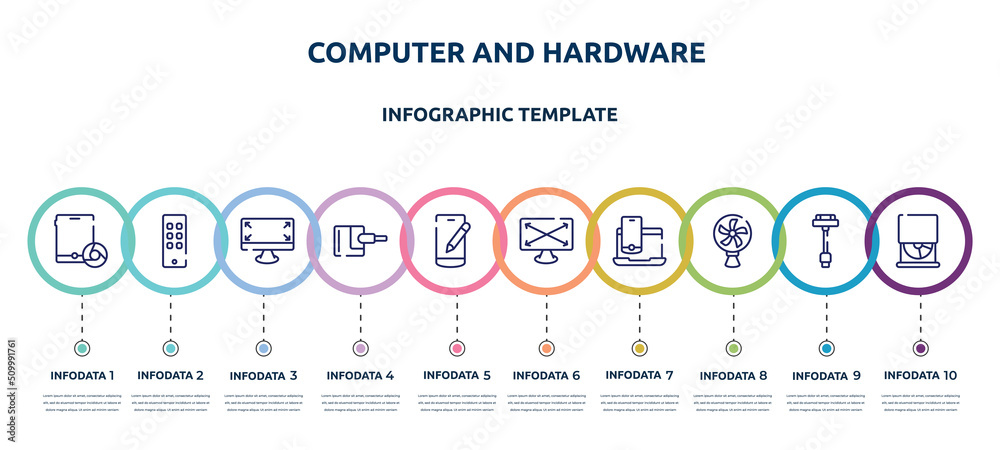 computer and hardware concept infographic design template. included ...