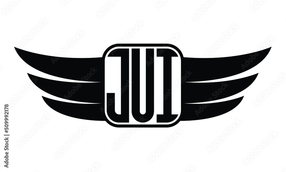 JUI three Letter Wings Flying Initial wing symbol minimalist creative ...