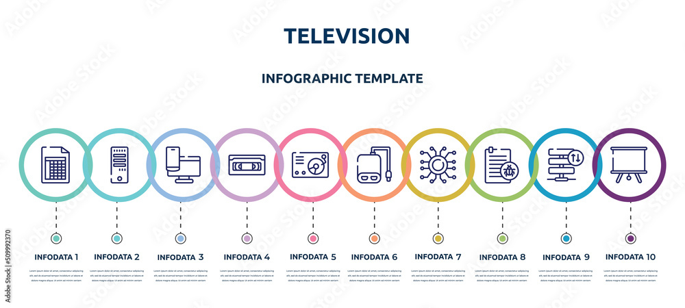 television concept infographic design template. included spreadsheet ...