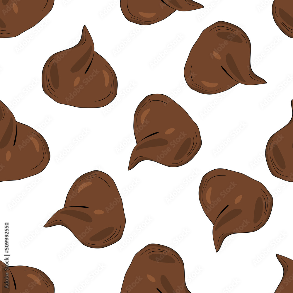 Seamless pattern with kawaii poop on white background. Cartoon poo ...