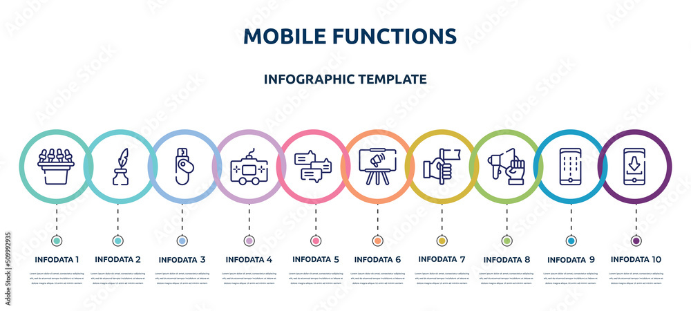 mobile functions concept infographic design template. included tribune ...