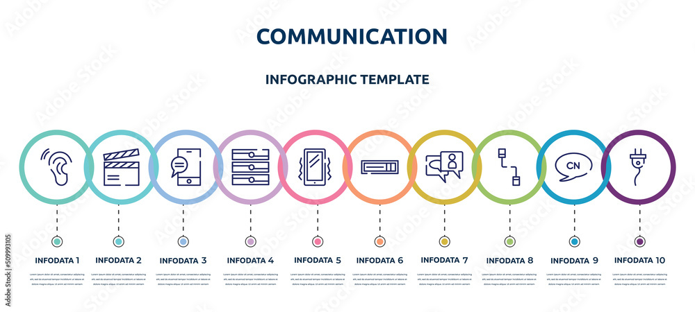 communication concept infographic design template. included hear ...