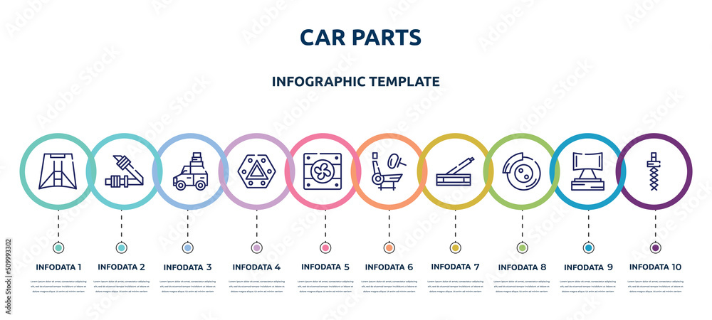 car parts concept infographic design template. included car hood, car ...