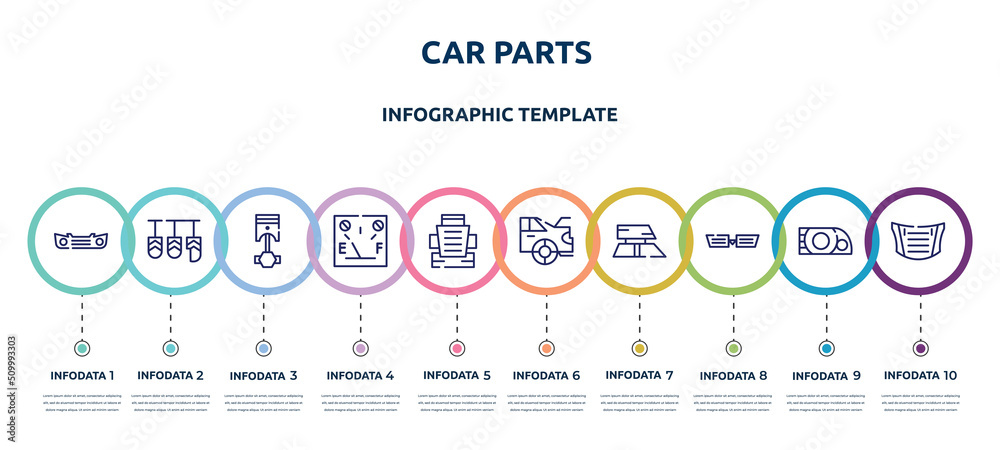 car parts concept infographic design template. included car bumper, car ...