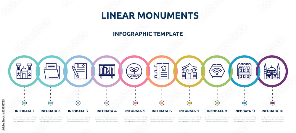 linear monuments concept infographic design template. included ...
