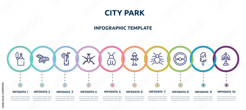 city park concept infographic design template. included lighter, null ...