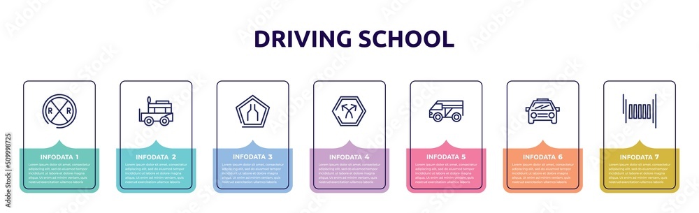 driving school concept infographic design template. included railroad ...