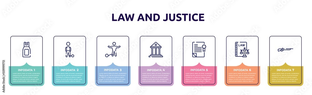 law and justice concept infographic design template. included pepper ...