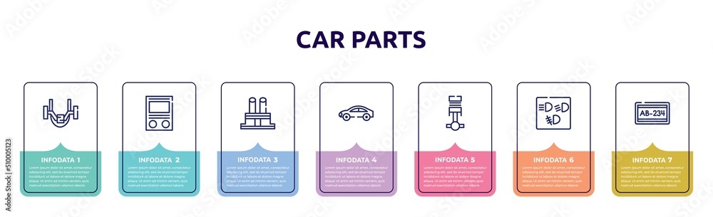car parts concept infographic design template. included car anti-roll ...