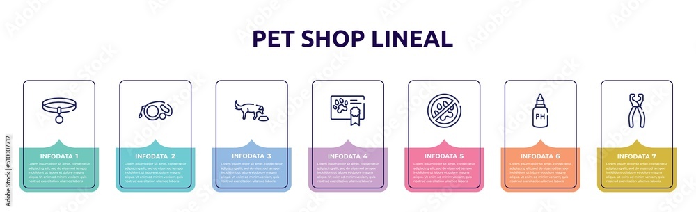 pet shop lineal concept infographic design template. included collar ...