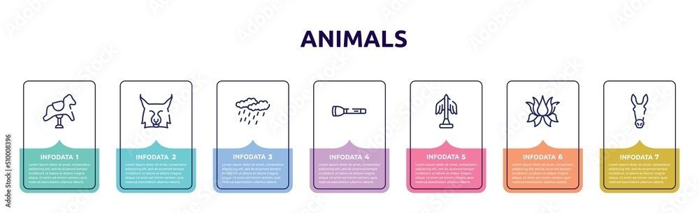 animals concept infographic design template. included rocking horse ...