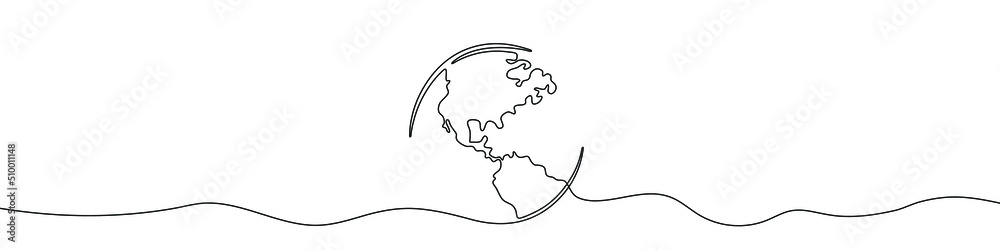 One continuous line drawing of Earth. Vector illustration. Earth globe ...