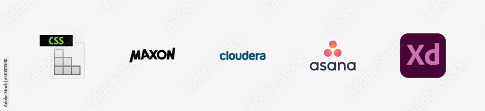 Adobe XD CC logo, Cloudera logo, Maxon logo, Adobe Dreamweaver CSS logo ...