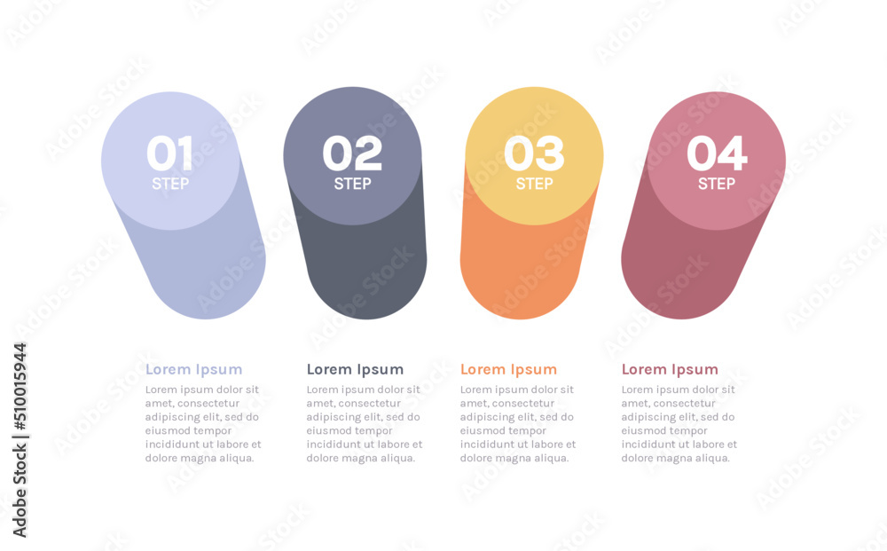 Four steps label design infographic and presentation, banner, workflow ...