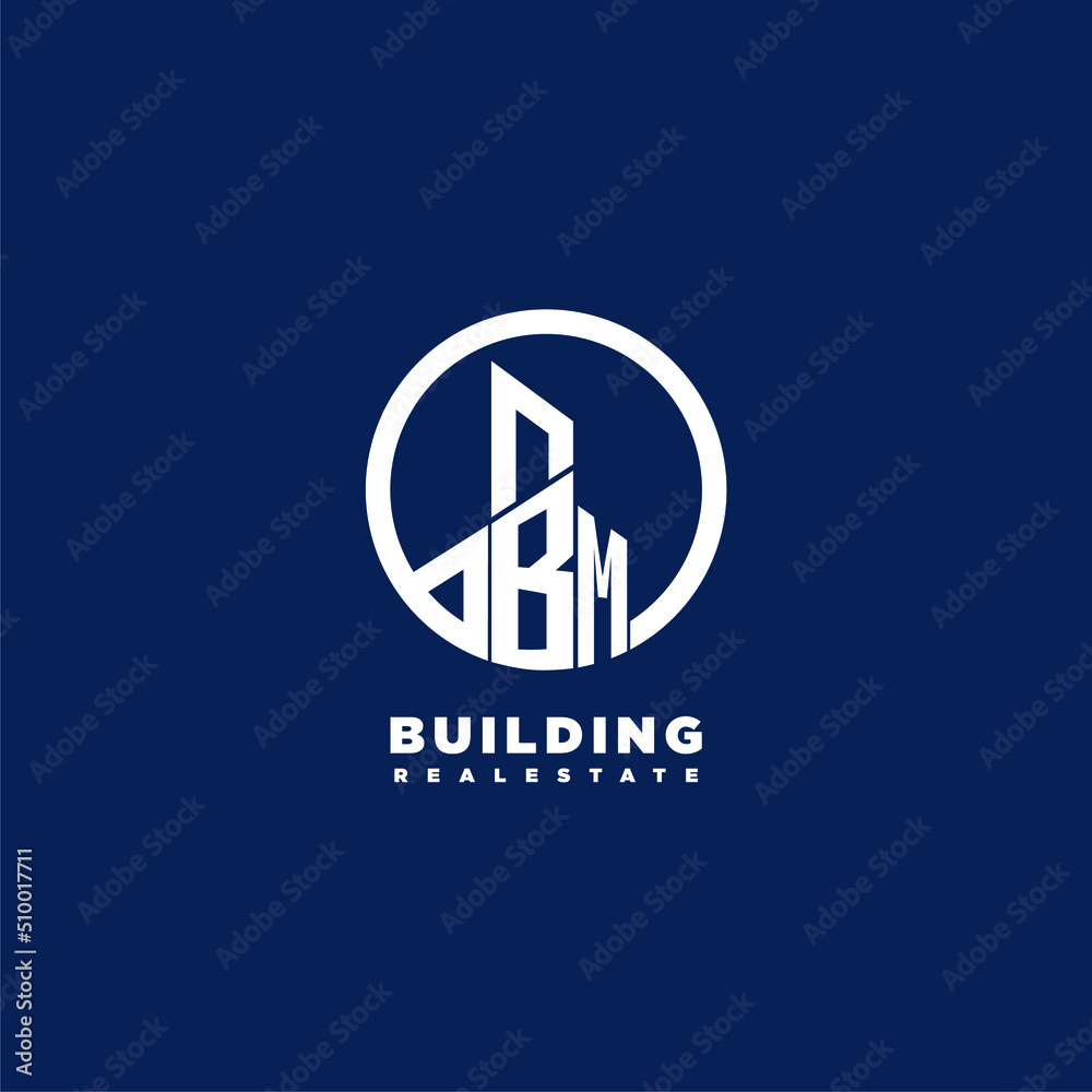 BM initial monogram building logo for real estate with creative circle ...