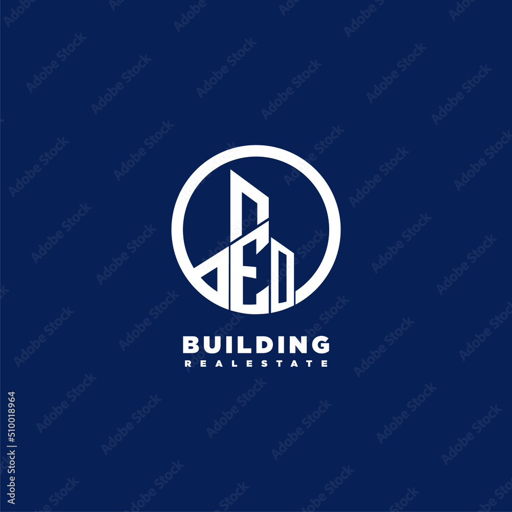 EO initial monogram building logo for real estate with creative circle ...