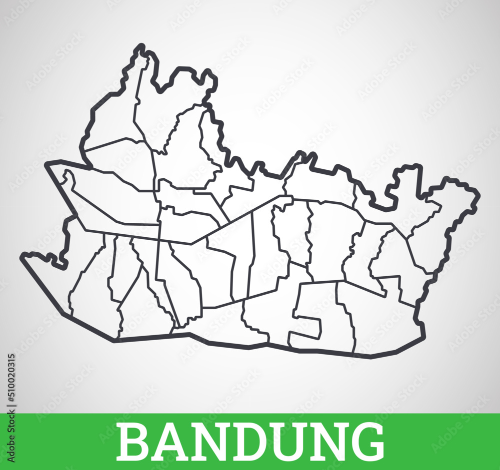 Simple outline map of Bandung. Vector graphic illustration. Stock ...