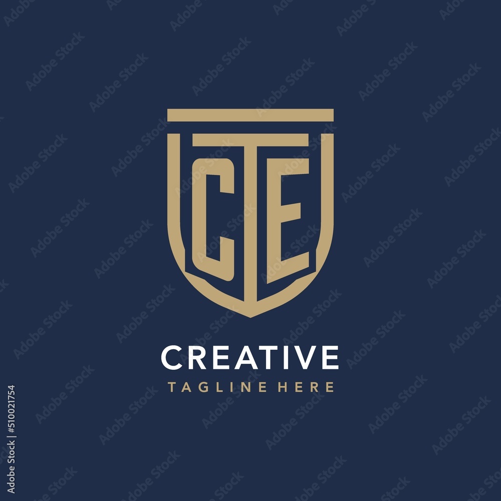 Letter CE shield logo style, luxury and elegant monogram logo design ...