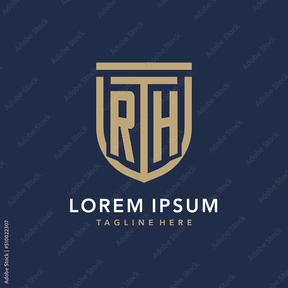 Letter RH shield logo style, luxury and elegant monogram logo design ...