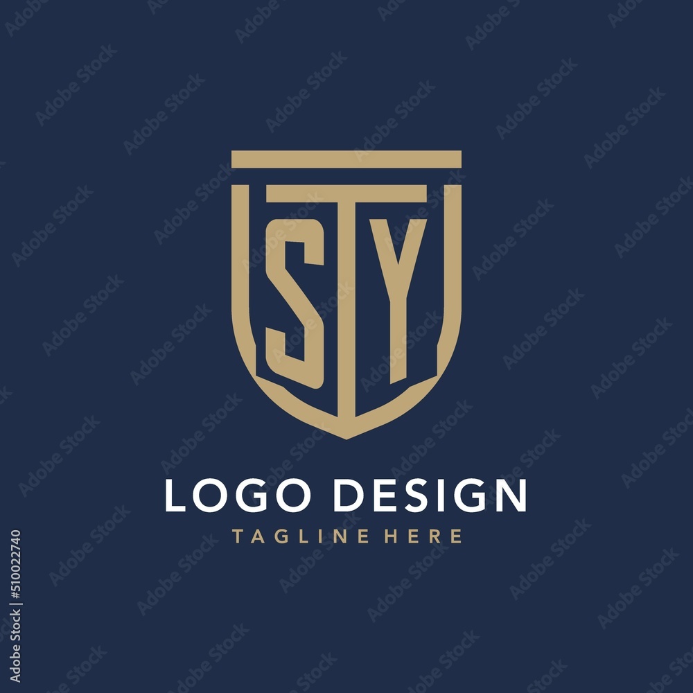 Letter SY shield logo style, luxury and elegant monogram logo design ...