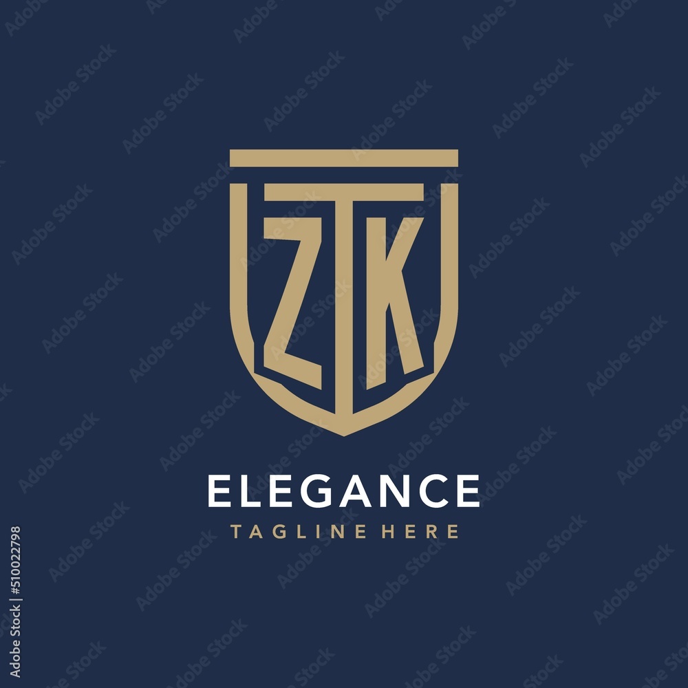 Letter ZK shield logo style, luxury and elegant monogram logo design ...