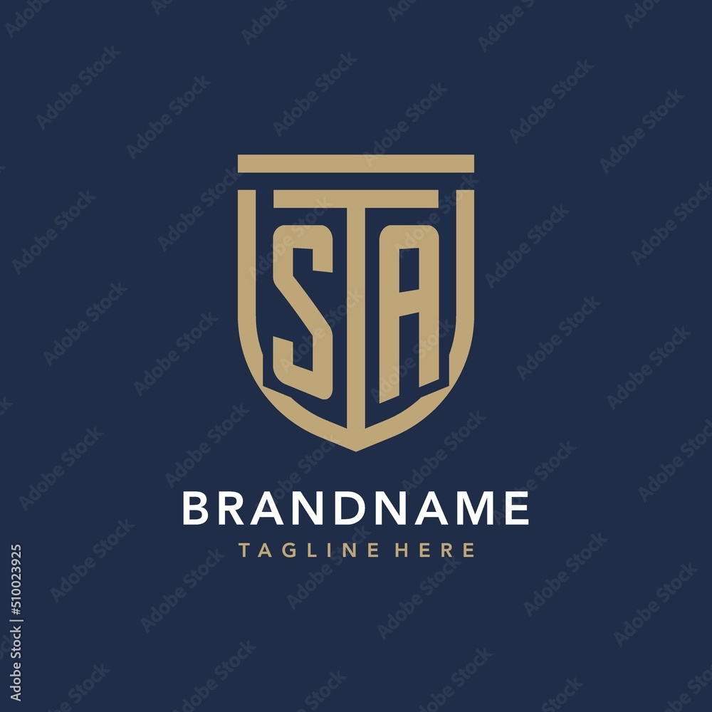 Letter SA shield logo style, luxury and elegant monogram logo design ...