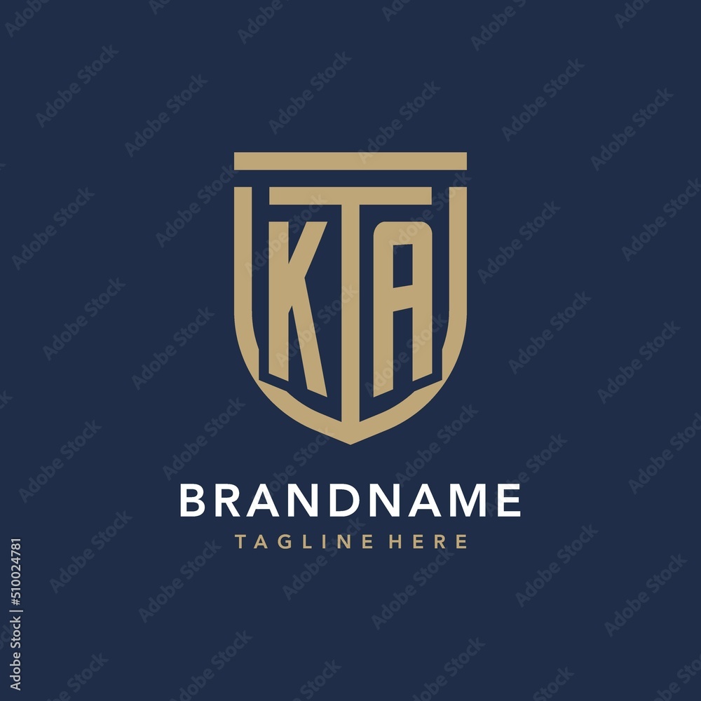 Letter KA shield logo style, luxury and elegant monogram logo design ...