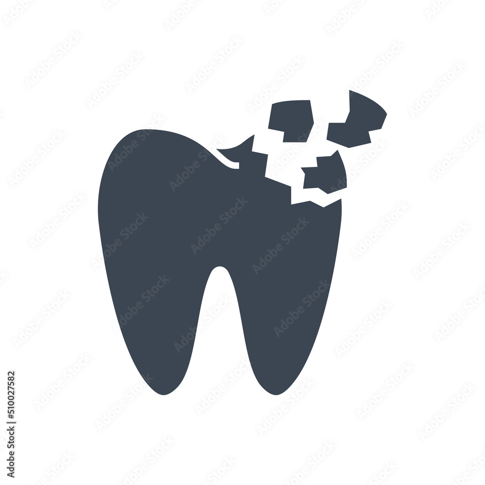 Tooth Crash Related Vector Glyph Icon. Tooth Crash Sign. Isolated on ...