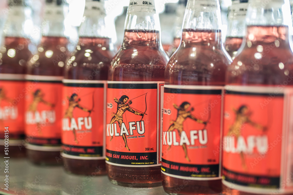 Bohol, Philippines - May 2022: Vino Kulafu, a local Chinese wine for sale at a supermarket ...