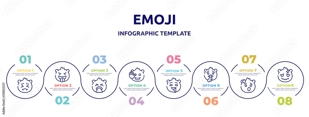 emoji concept infographic design template. included pensive emoji ...
