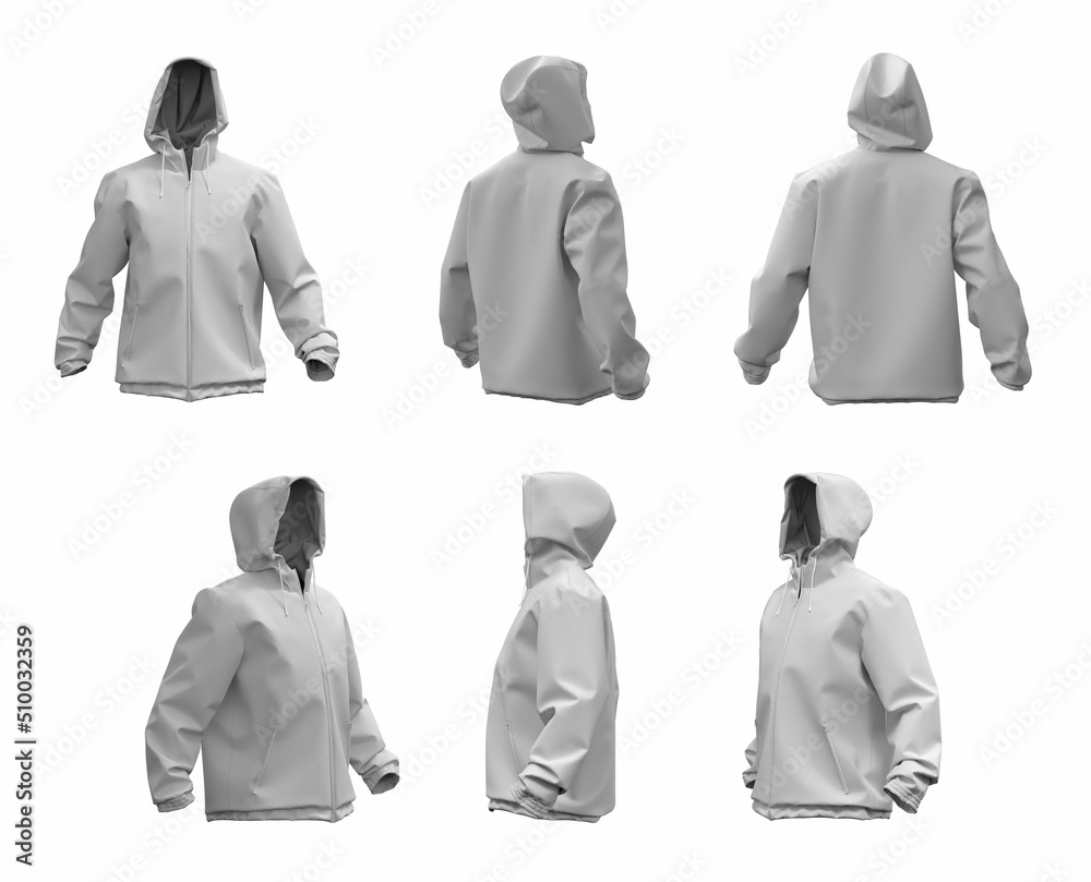 3D windbreaker template for design on a white background Stock ...