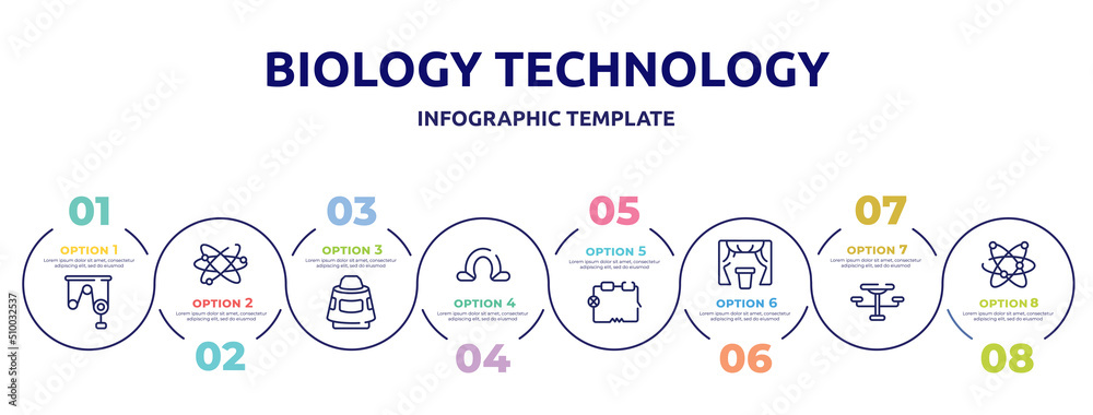 biology technology concept infographic design template. included pulley ...
