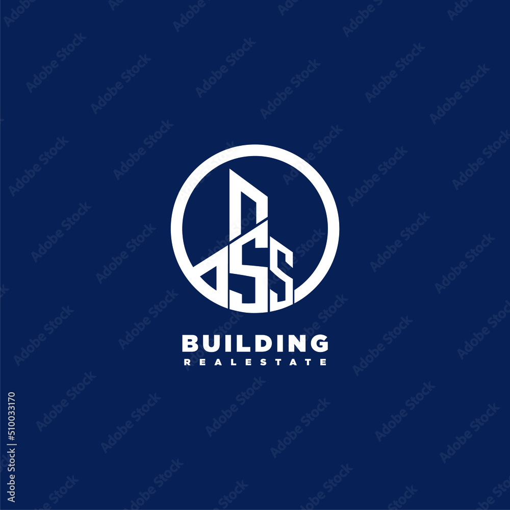 SS initial monogram building logo for real estate with creative circle ...