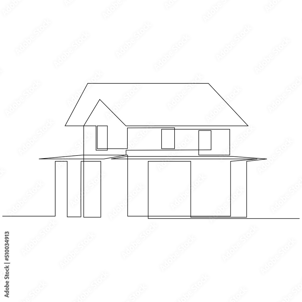Abstract house in continuous line art drawing style. Real estate ...