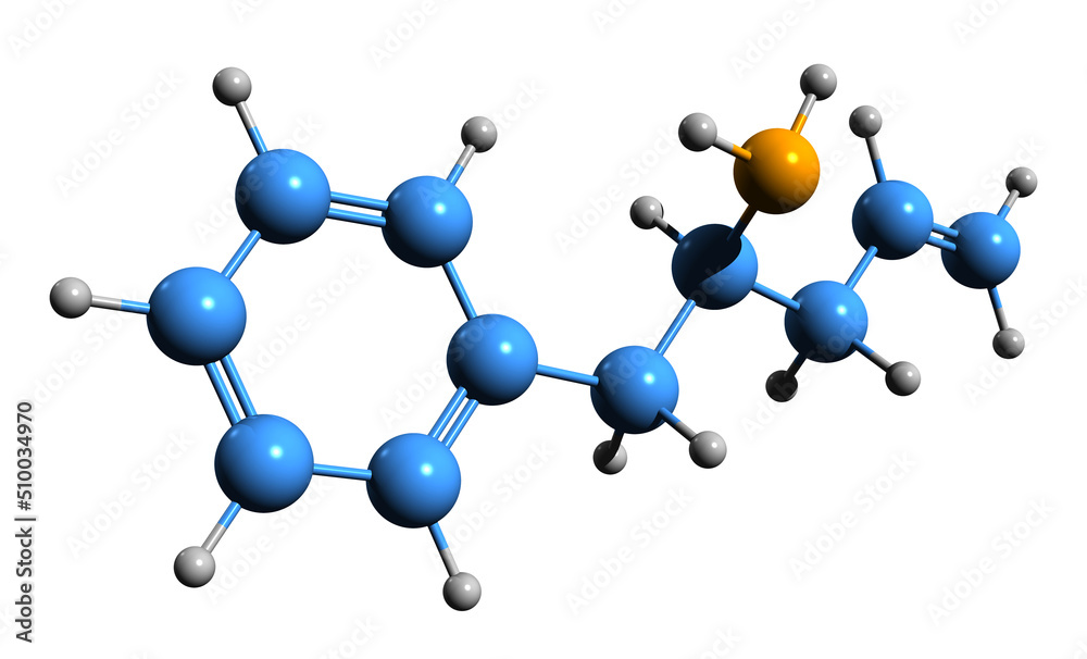 3D image of Alfetamine skeletal formula - molecular chemical structure ...