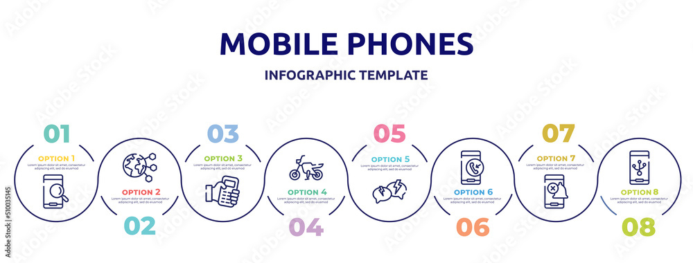 mobile phones concept infographic design template. included searching ...