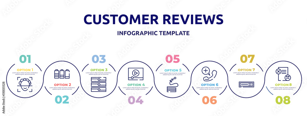 customer reviews concept infographic design template. included face ...