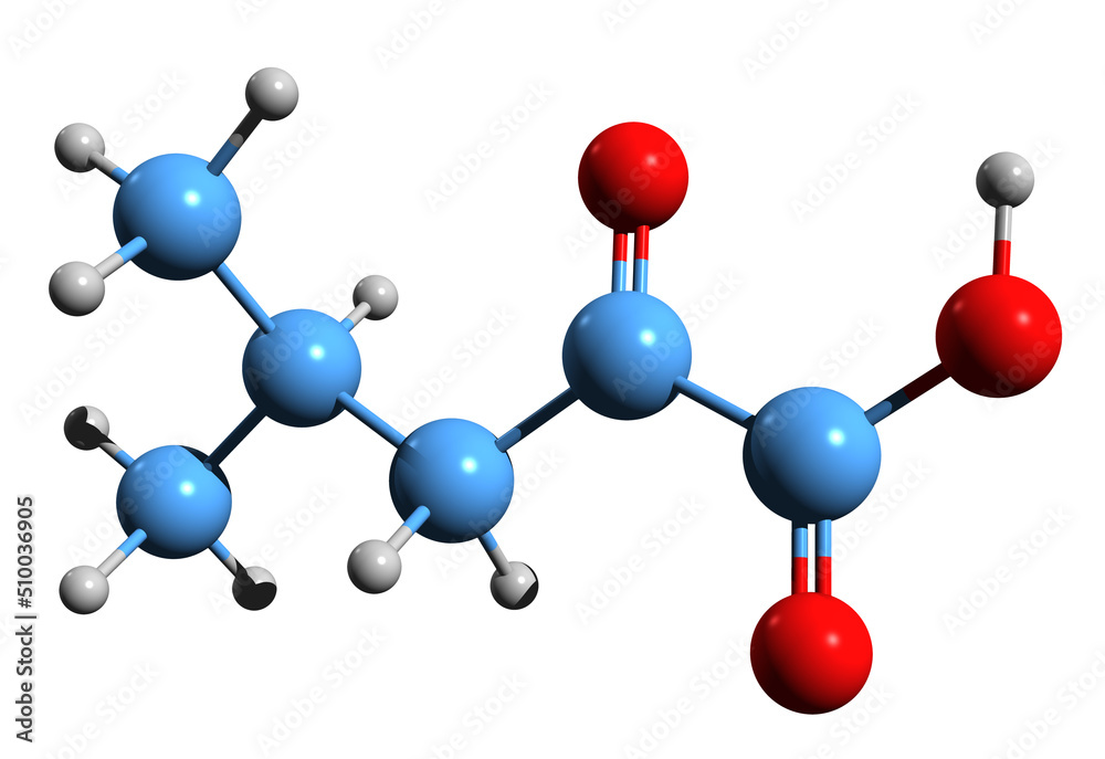 3D image of alpha-Ketoisocaproic skeletal formula - molecular chemical ...