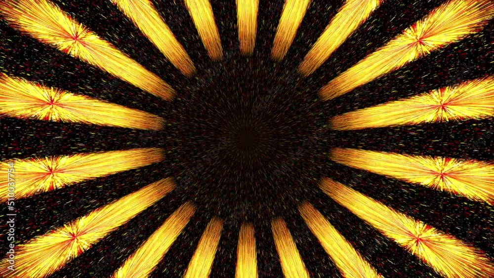 The yellow beams come out of the center of the frame and rotate ...