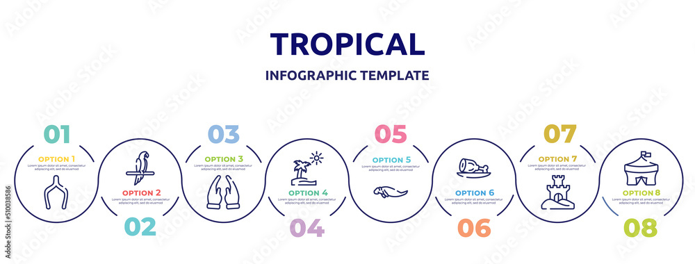tropical concept infographic design template. included wishbone, aw ...