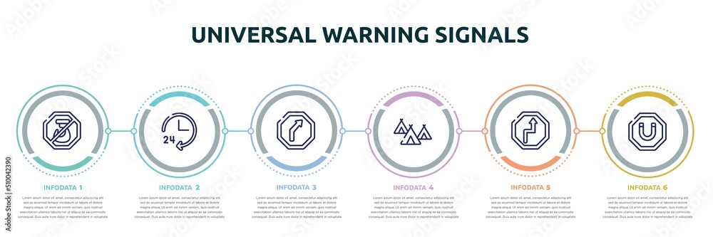universal warning signals concept infographic design template. included ...