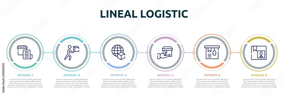 lineal logistic concept infographic design template. included delivery ...