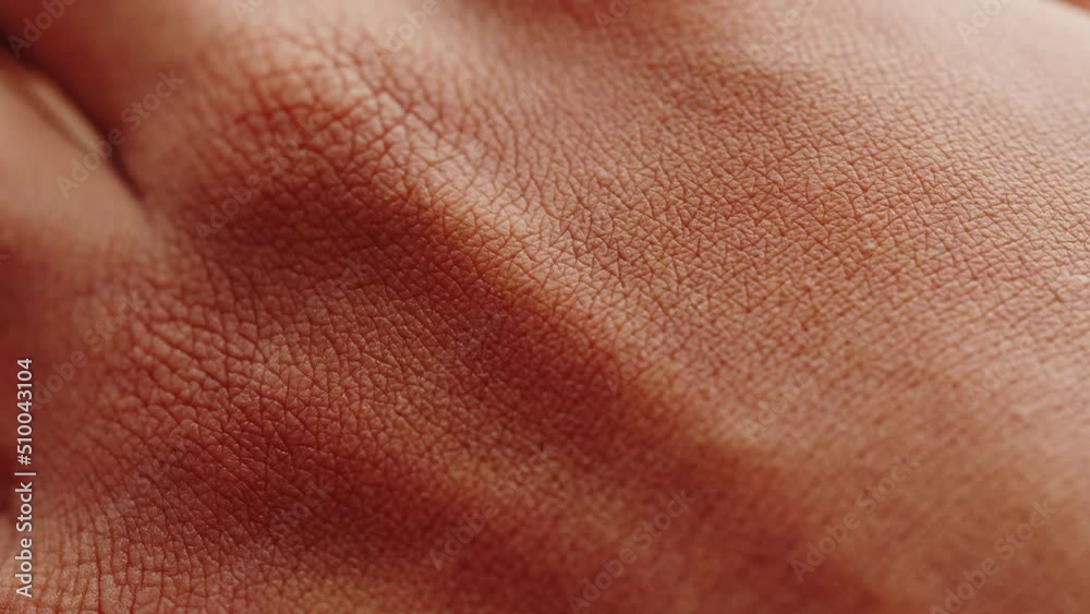 Black skin texture close-up. African American person, hand surface ...